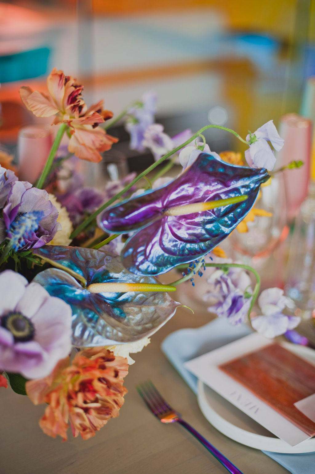 Vibrant Iridescent Floral Design with Modern Vintage Events