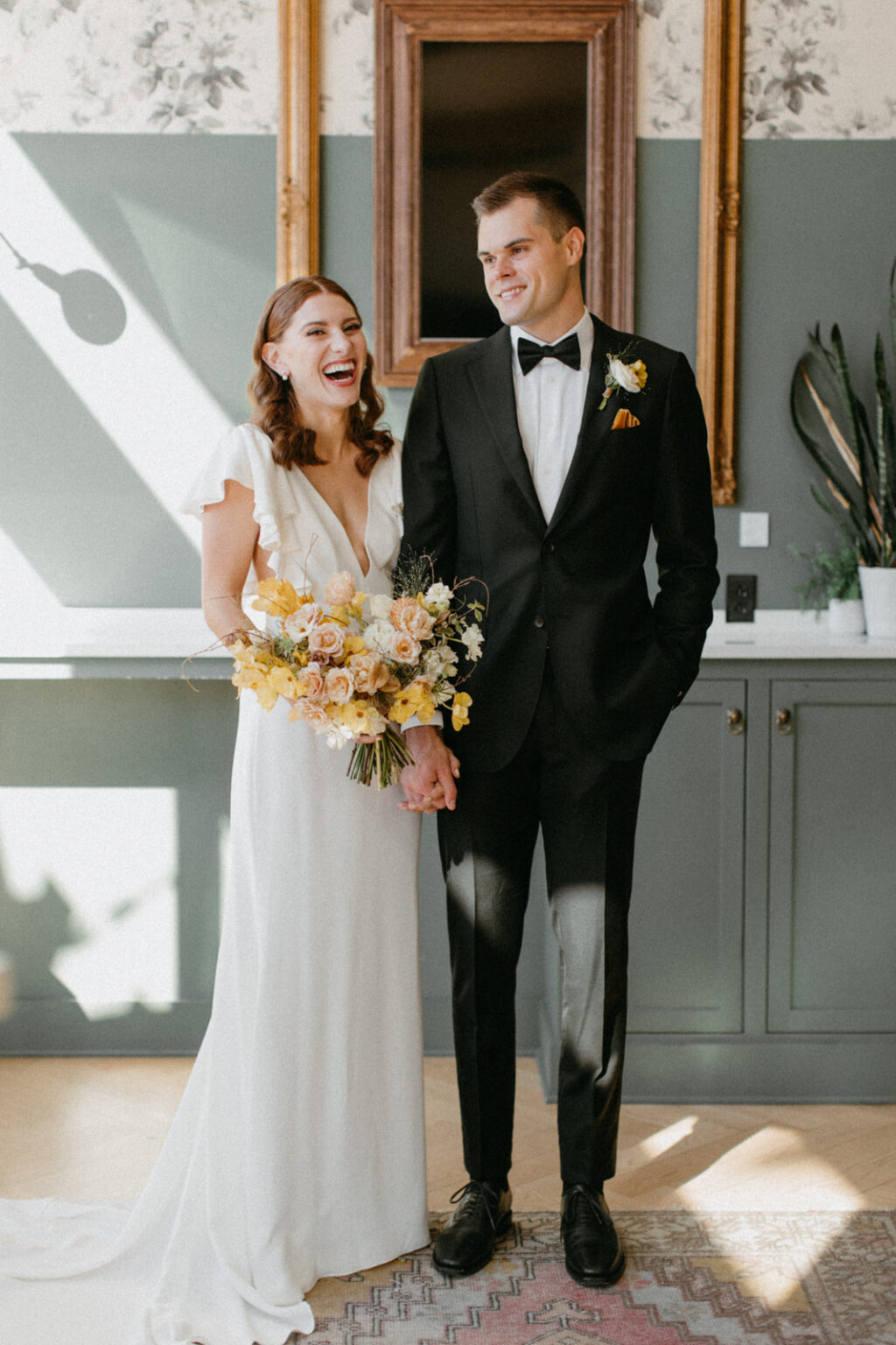 Maddie & Ryan: Golden Yellow and Dusty Rose Wedding Flowers