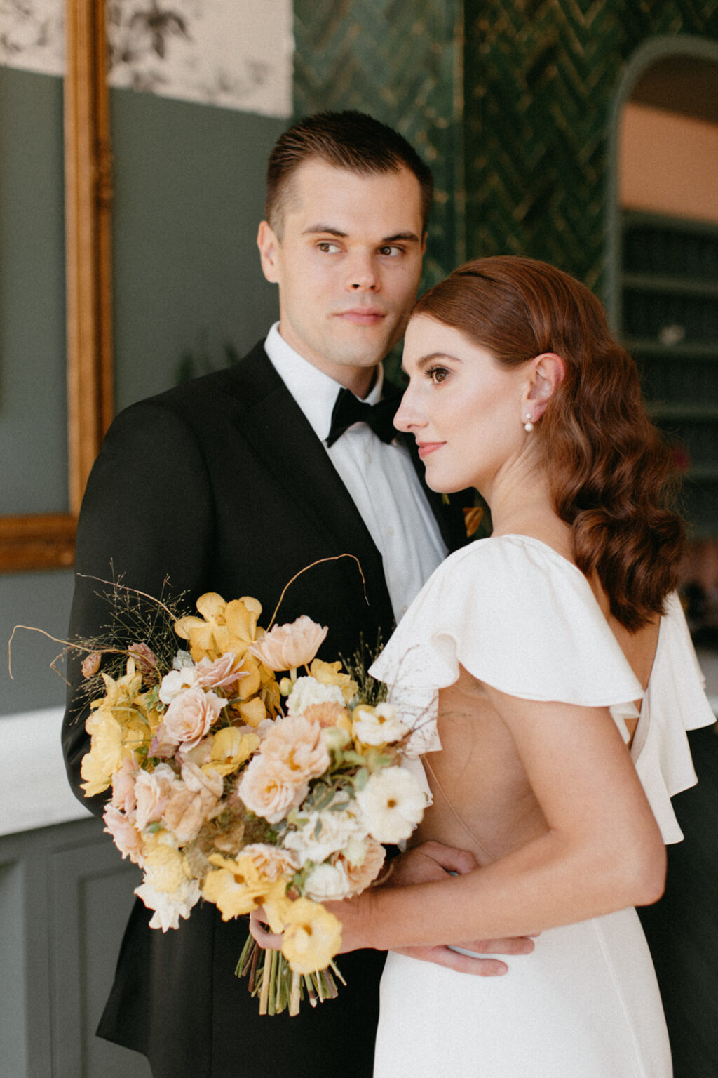 Maddie & Ryan: Golden Yellow and Dusty Rose Wedding Flowers