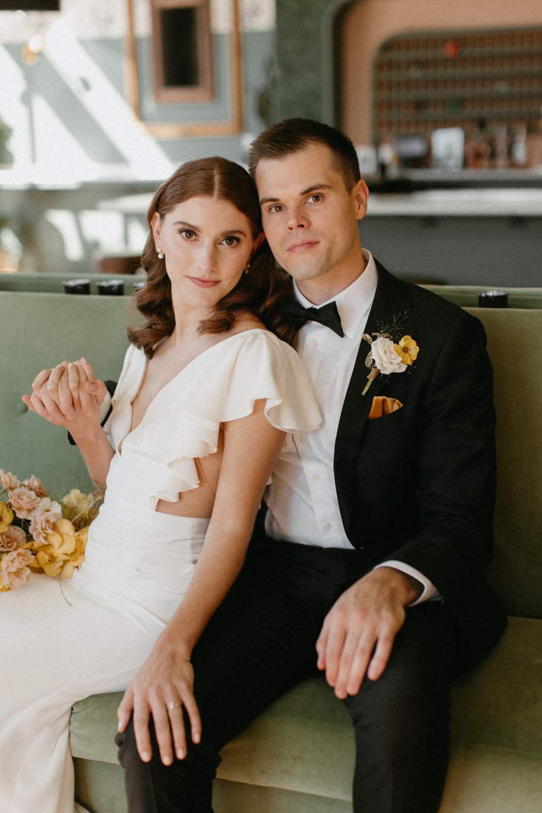 Maddie & Ryan: Golden Yellow and Dusty Rose Wedding Flowers