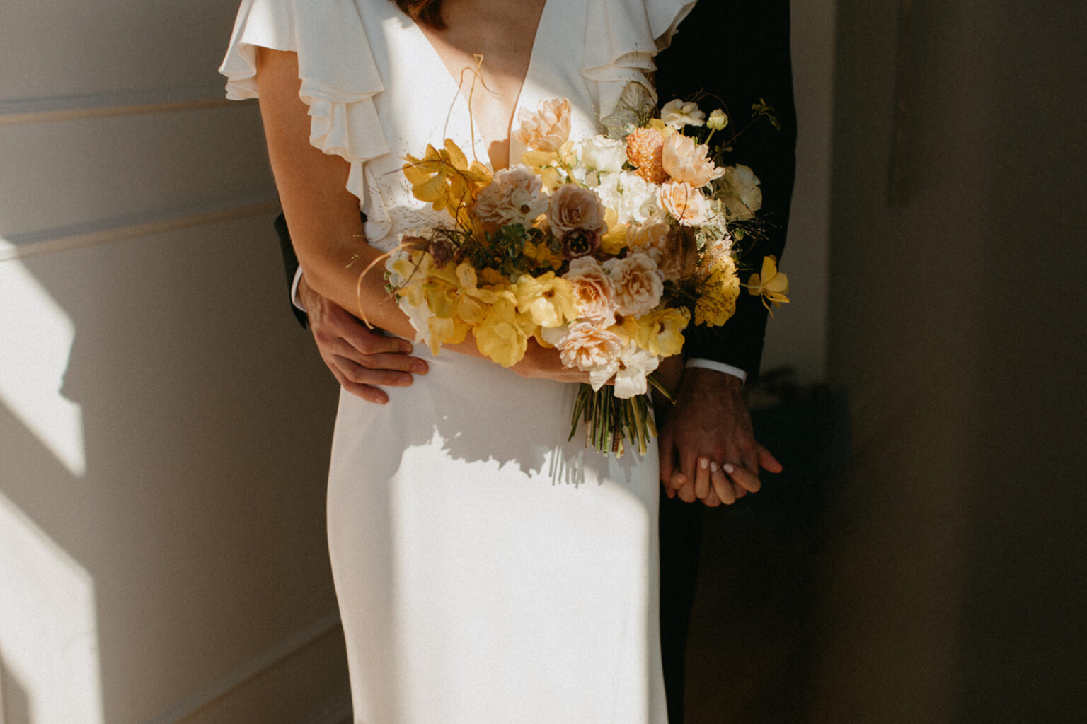 Maddie & Ryan: Golden Yellow and Dusty Rose Wedding Flowers
