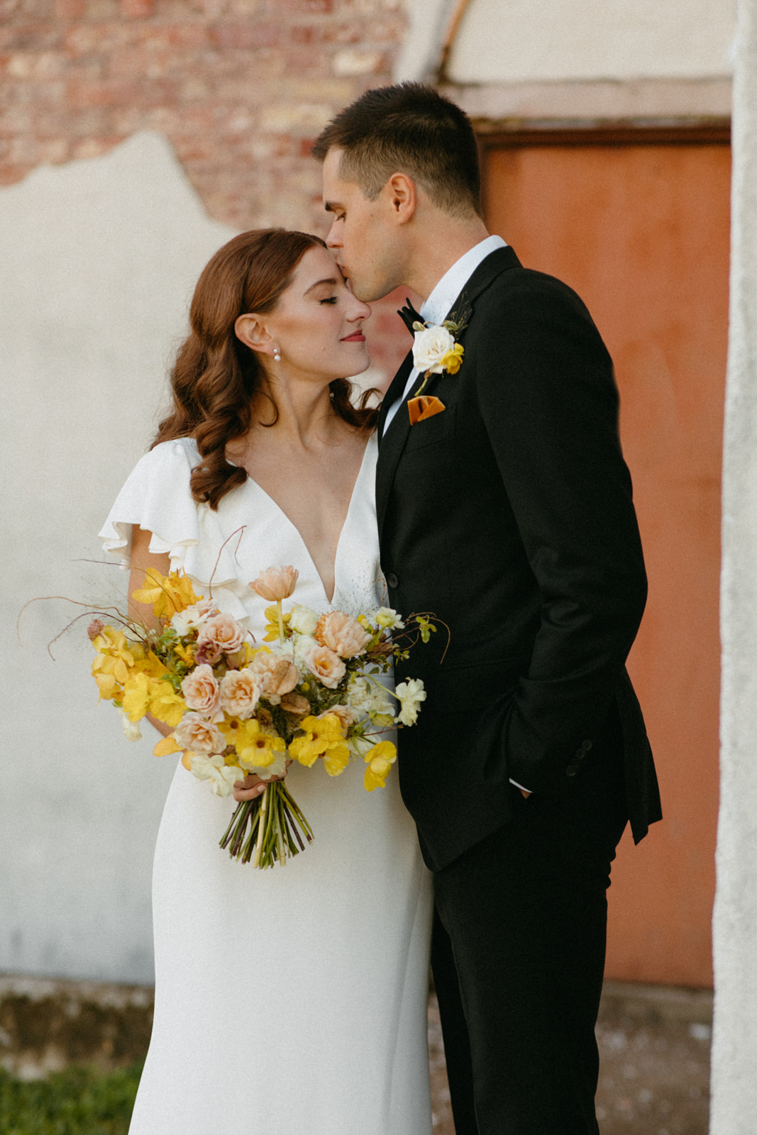 Maddie & Ryan: Golden Yellow and Dusty Rose Wedding Flowers