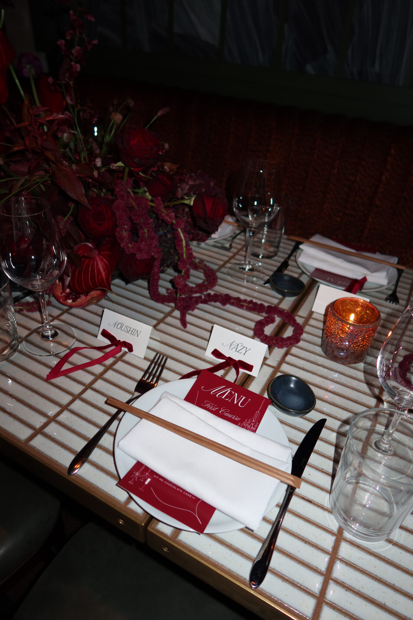 Nazy & Rick: Moody, Romantic Red Floral Design for a Miami Rehearsal ...